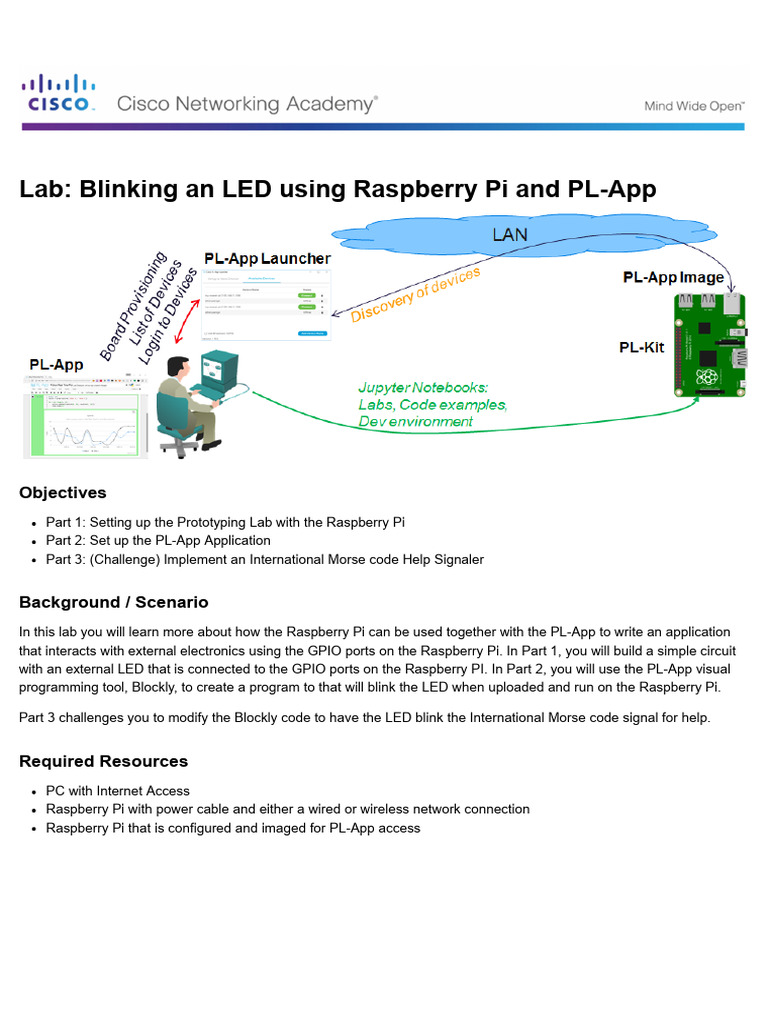 Lab 3 - Blinking An LED Using Raspberry Pi and PL-App | PDF | Raspberry ...