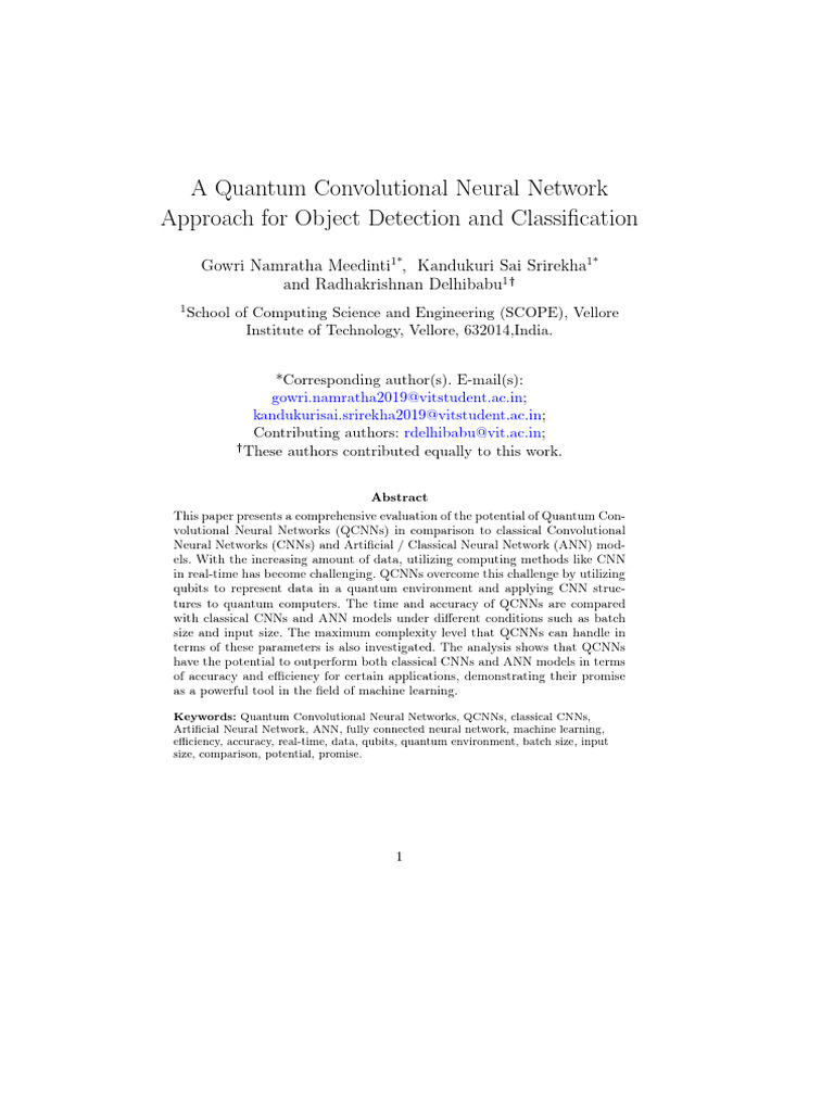 A Quantum Convolutional Neural Network | PDF | Quantum Computing | Computing