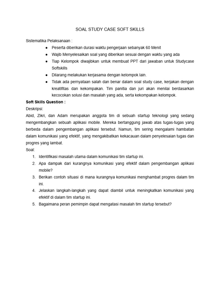 Soal Study Case Soft Skills | PDF
