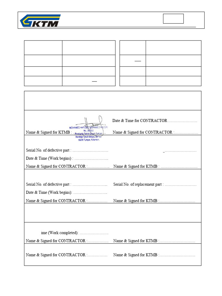 Warranty Defect Form PGC 222 - 13.05.2025 | PDF | Rail Transport ...