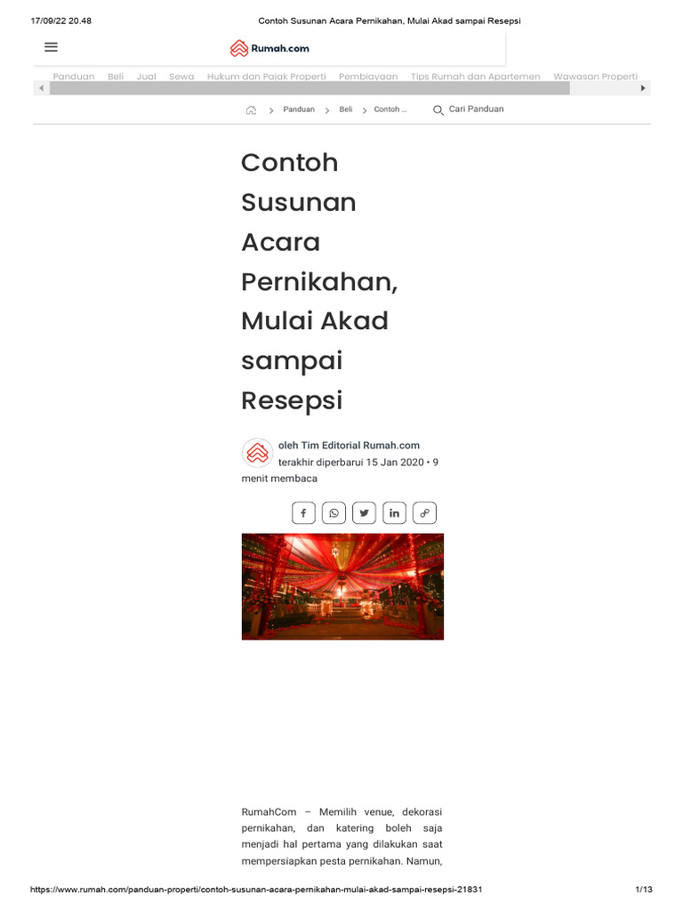 Contoh Susunan Acara Pernikahan, Mulai Akad Sampai Resepsi | PDF