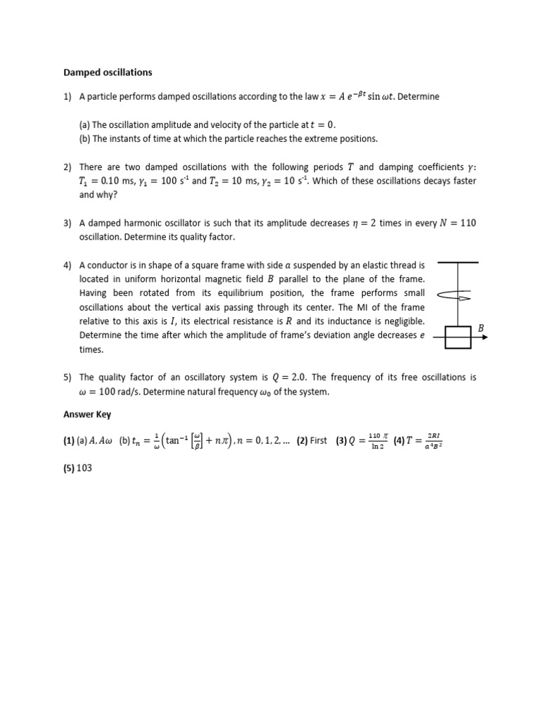 Damped Oscillations Analysis and Calculations | PDF