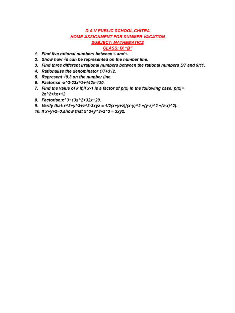 Home Assignment of Mathematics | PDF