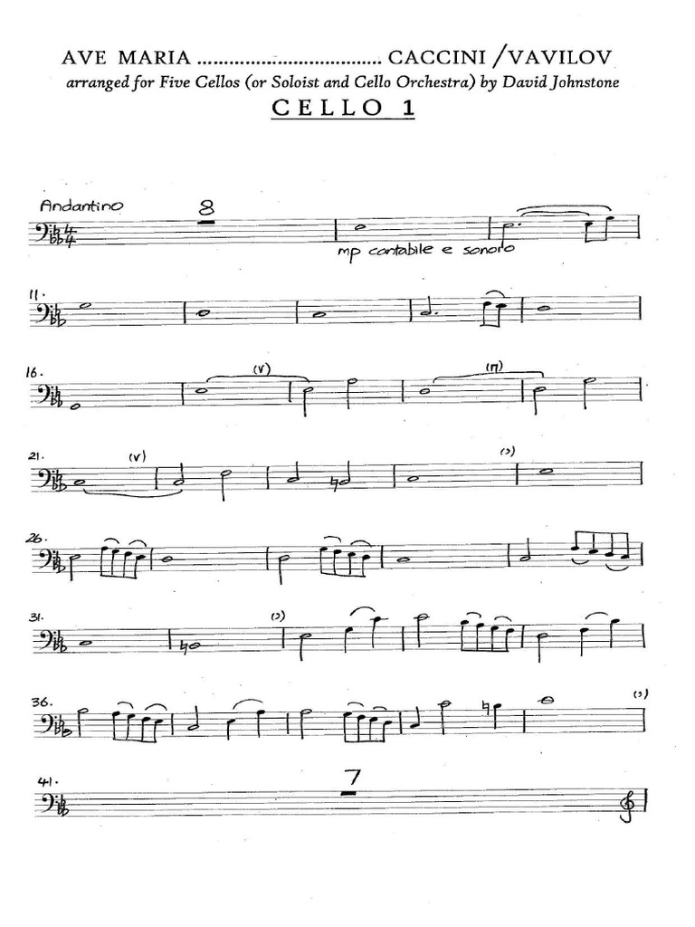 Caccini Ave Maria 5 Cellos All Parts | PDF