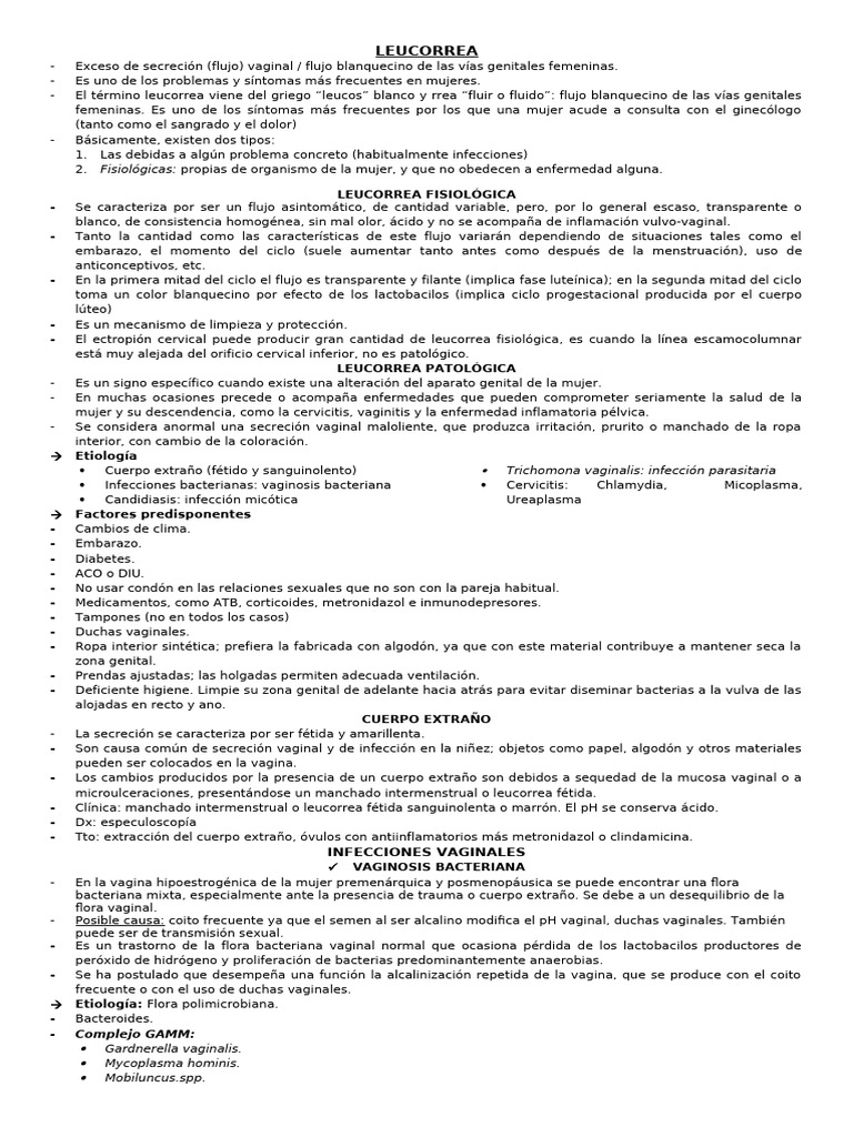 Leucorrea: Tipos, Causas y Tratamientos | PDF | Especialidades Medicas ...