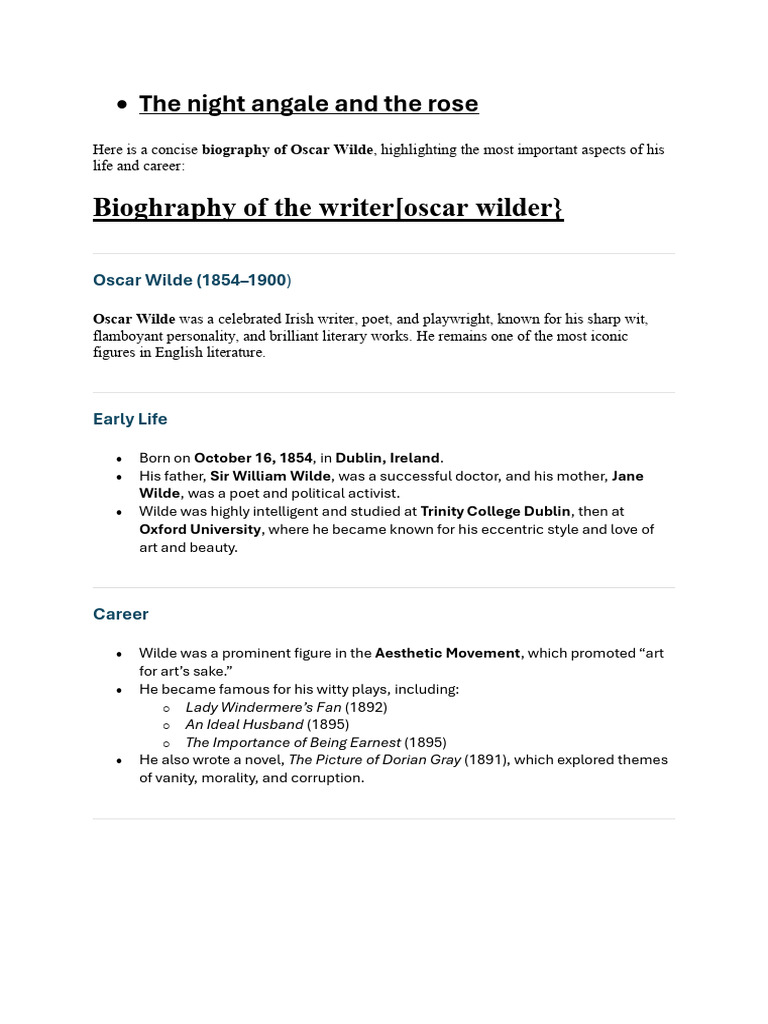 Short Story and One Act Play | PDF | Oscar Wilde | O. Henry