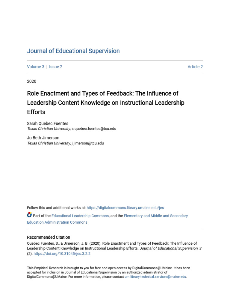 Sarah QF Leadership Content Knowledge On Instructional Leadership | PDF | Teachers | Pedagogy