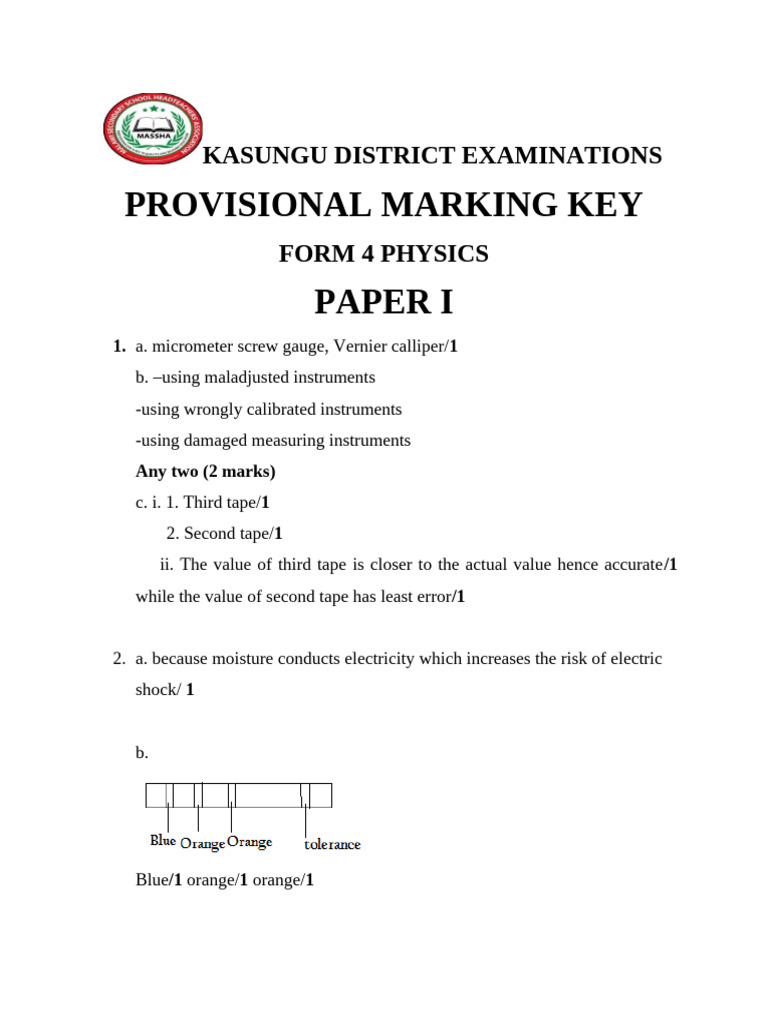 Kasungu District Form 4 Physics Marking Key | PDF | Thermal Expansion ...
