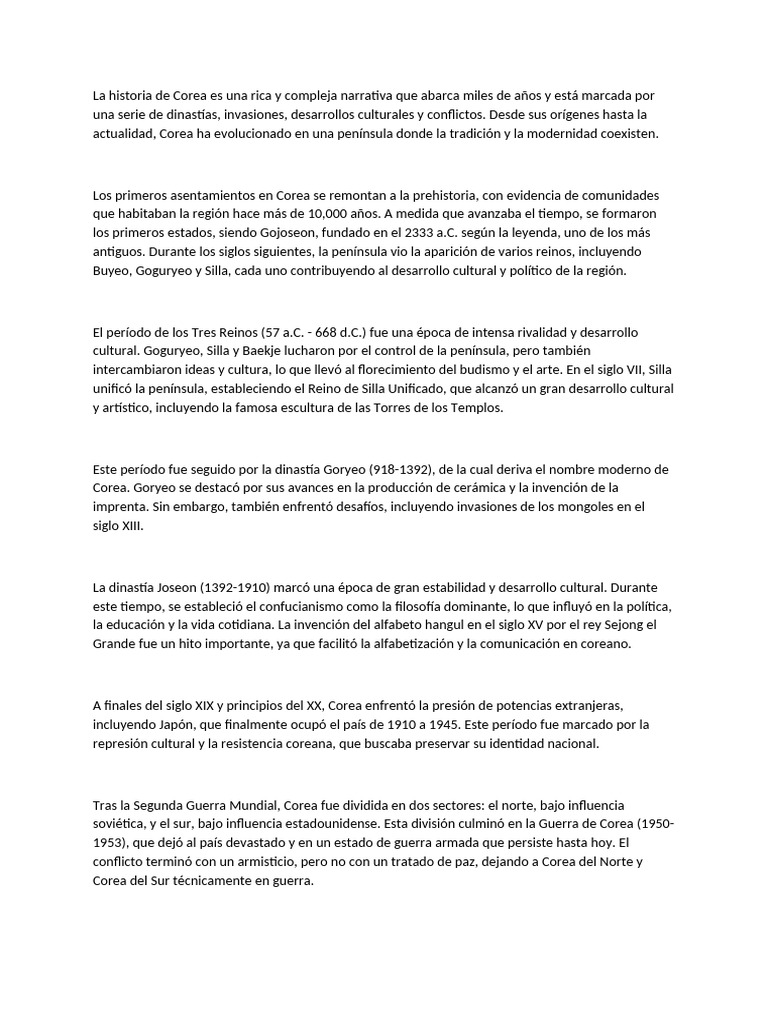 Historia Completa de Corea: De Dinastías a Hoy | PDF | Corea | Corea ...