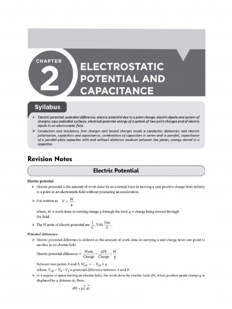 Electostatic Potential and Capacitance-2.2 | PDF