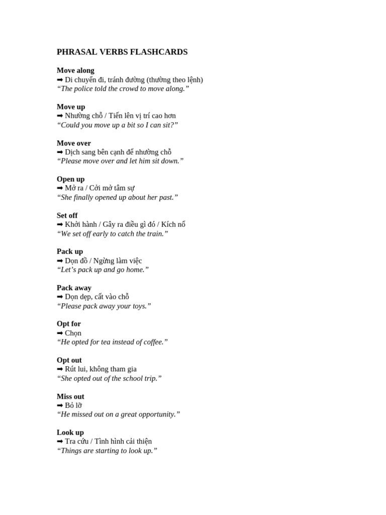 Phrasal Verbs Flashcards | PDF
