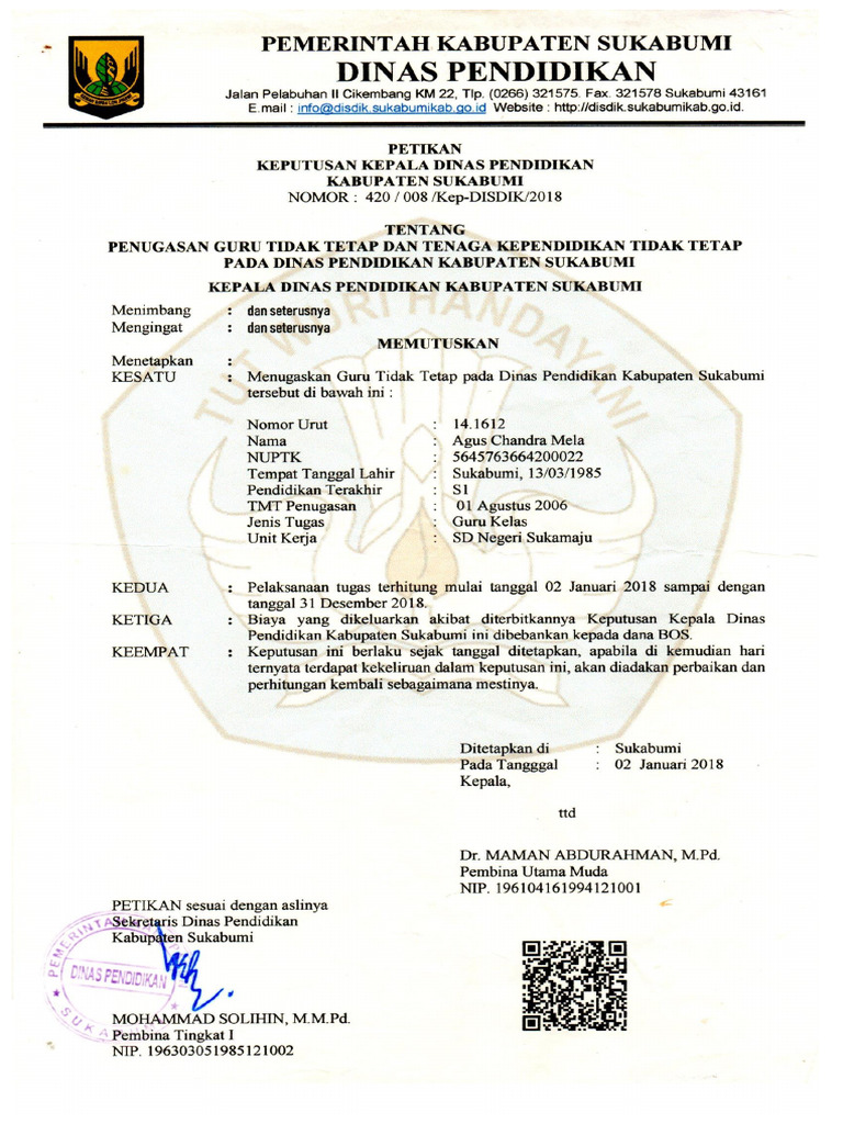 SK 2018 - Agus | PDF