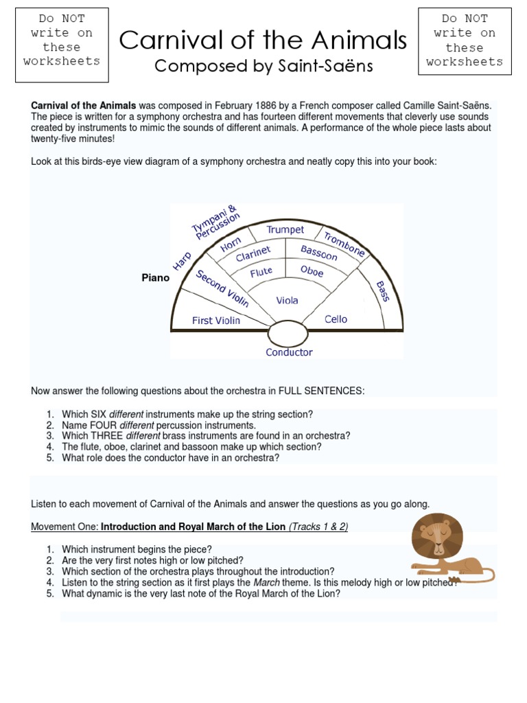 Carnival Worksheet | PDF | The Carnival Of The Animals | Orchestras