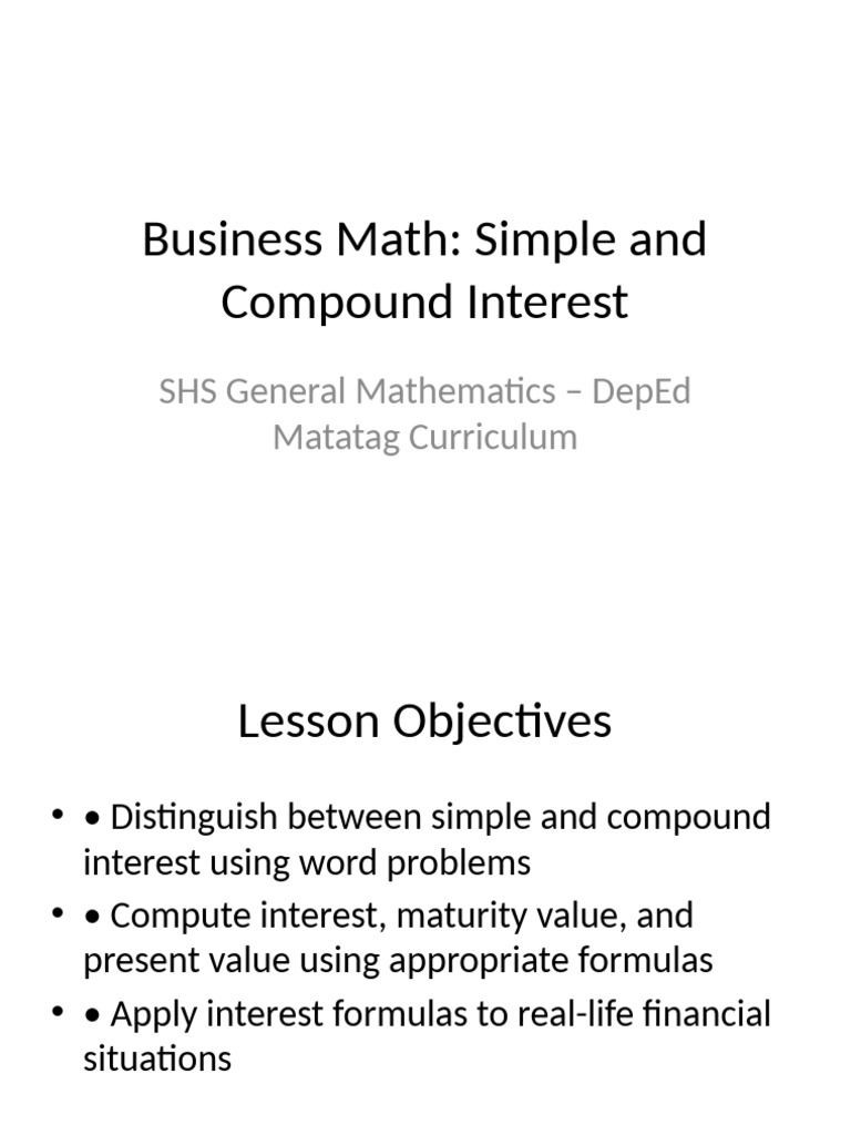 Simple and Compound Interest Presentation | PDF