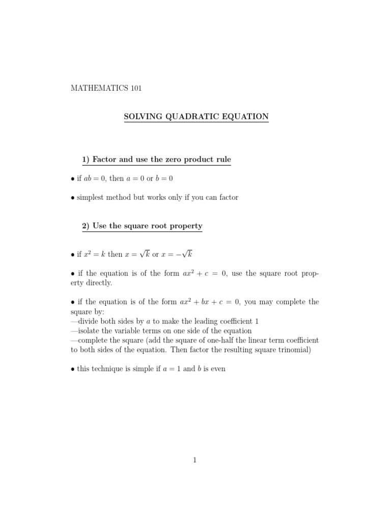 101 Quadratic | PDF