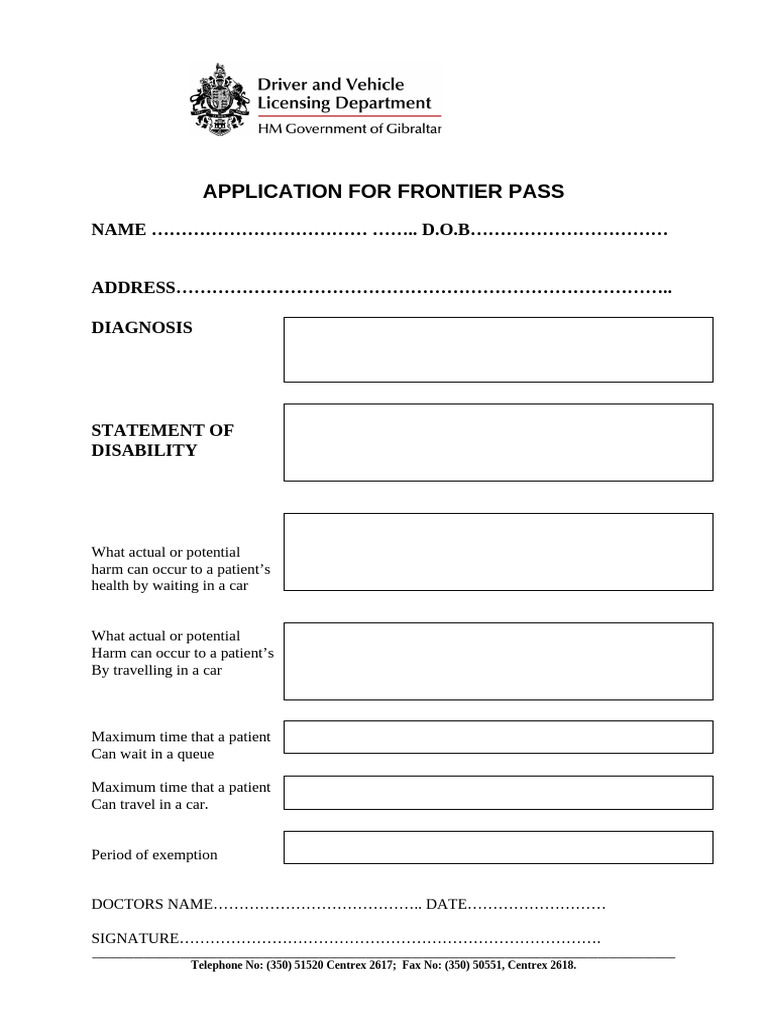 Frontier Pass Application for Patients | PDF