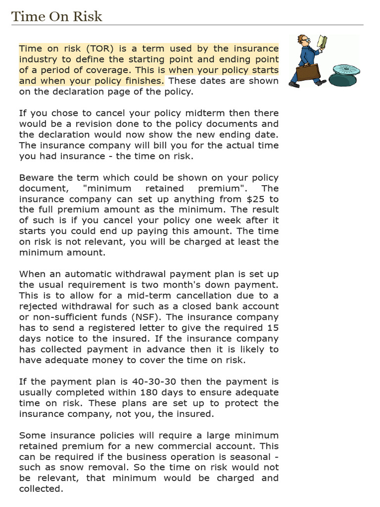 Understanding Time on Risk in Insurance | PDF