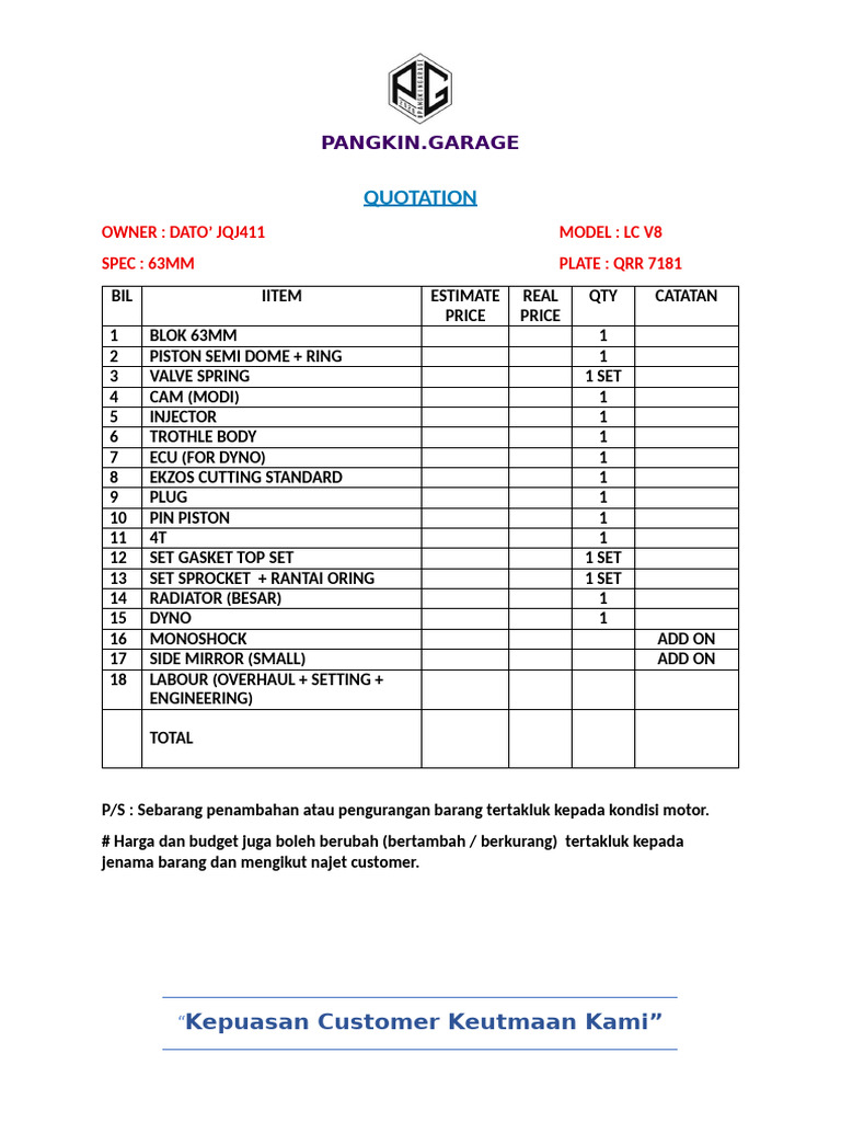 Quotation LV v8 | PDF
