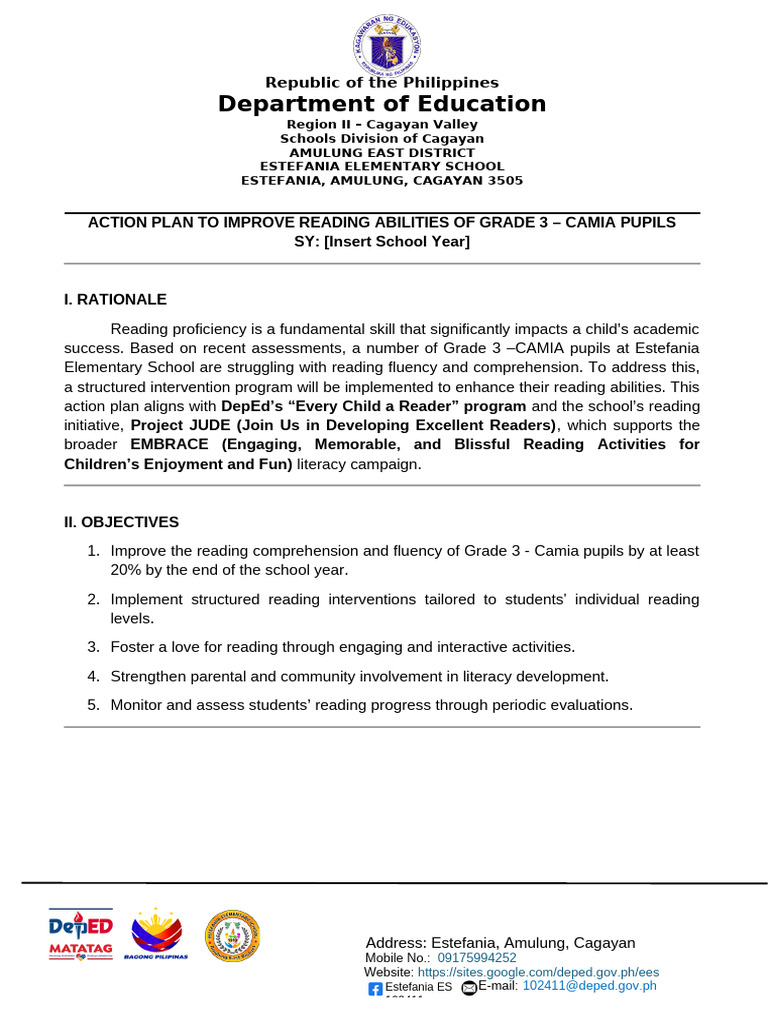 Action Plan To Improve Reading Abilities of Grade 3 | PDF | Reading ...