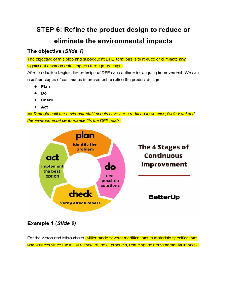 STEP 6 - Refine The Product Design To Reduce or Eliminate The ...