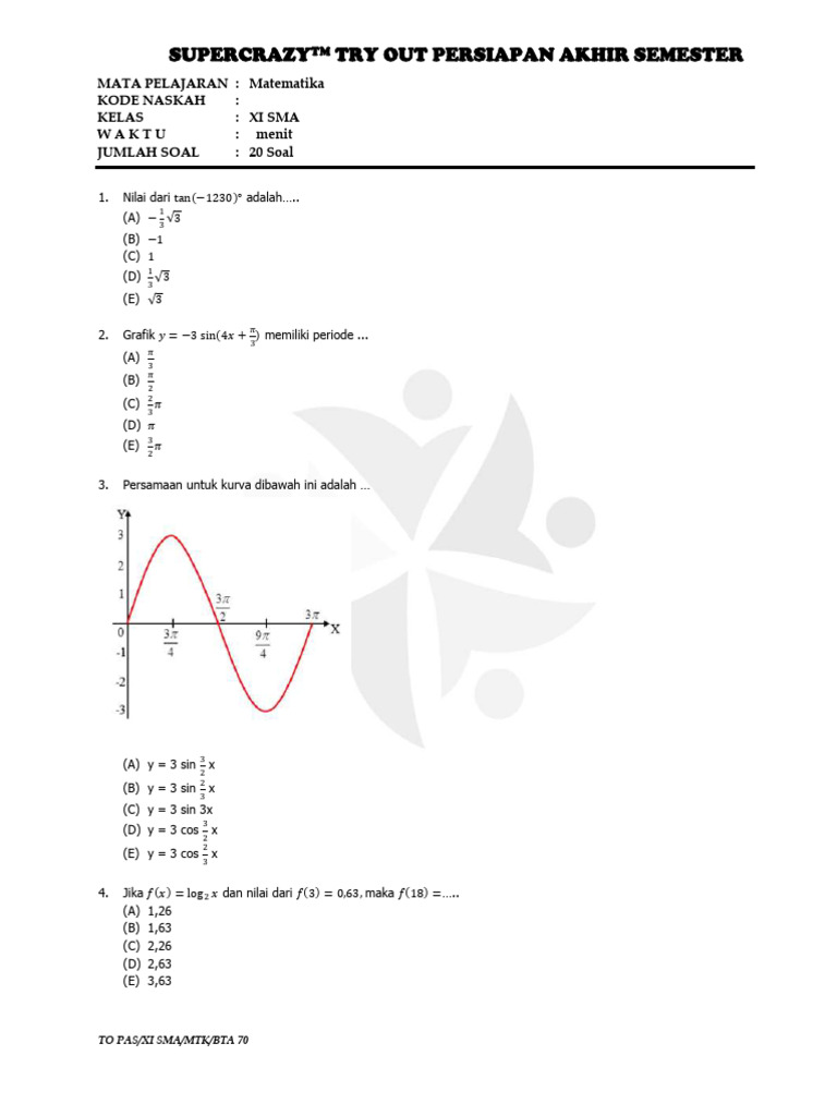 To PAS MTK LANJUT KELAS 11 Fungsi Pemodelan Dan Vektor | PDF