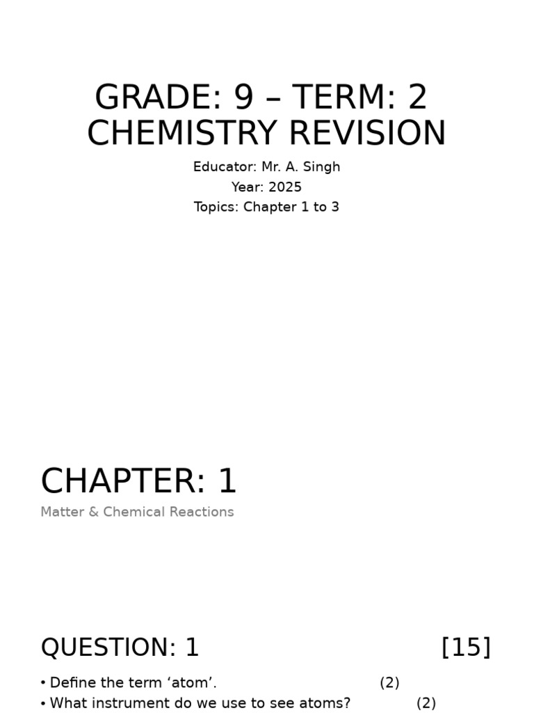 GR9 Term 2 Chem Rev | PDF