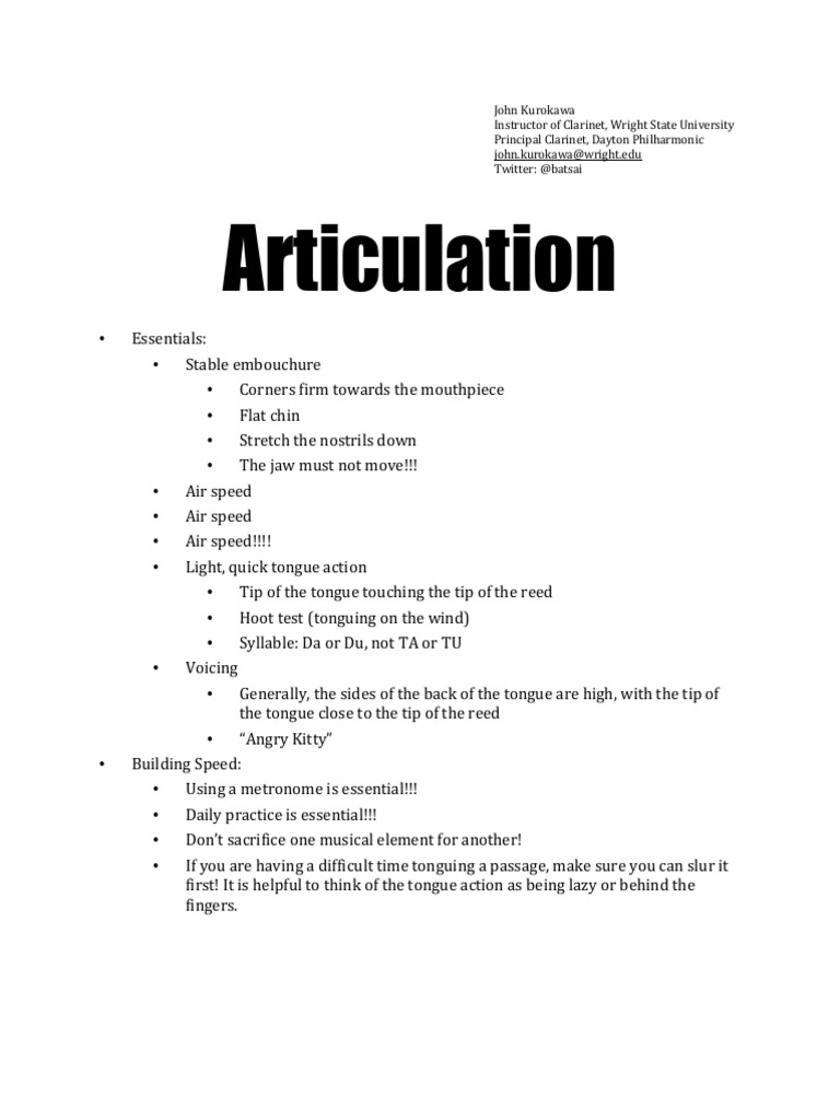 Clarinet Articulation | PDF