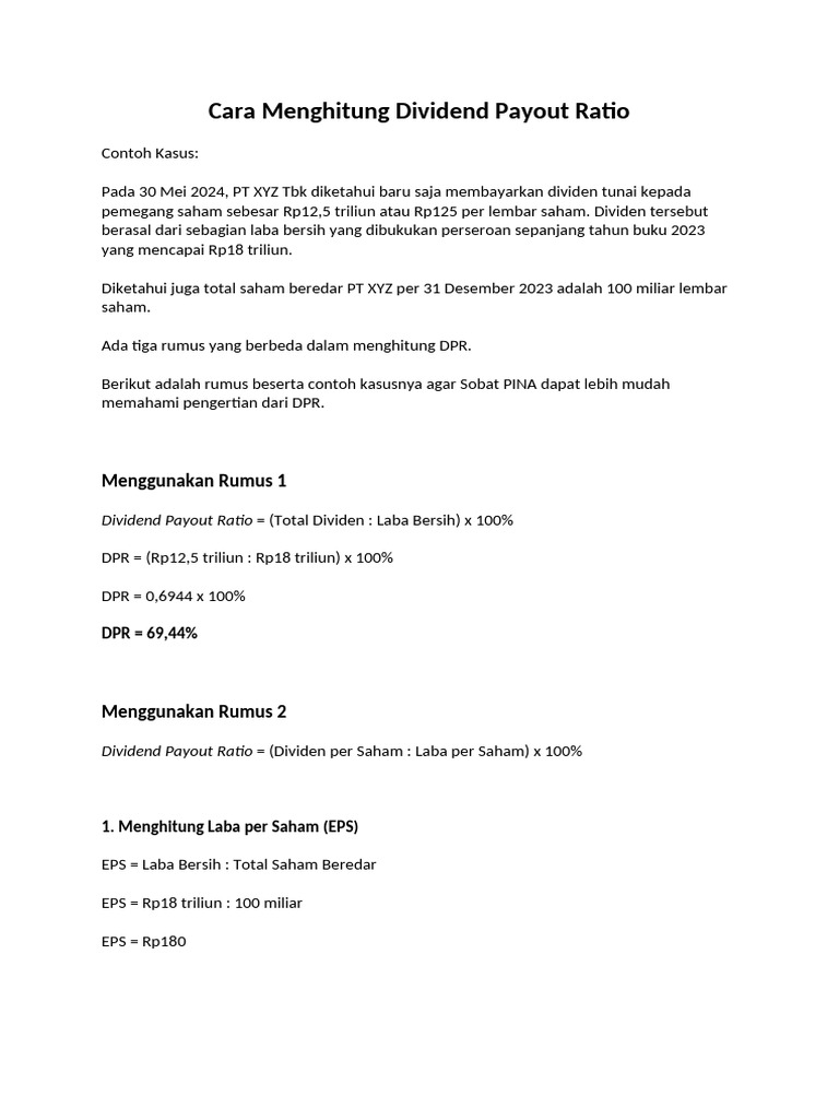 Rumus Dan Contoh Dividen | PDF