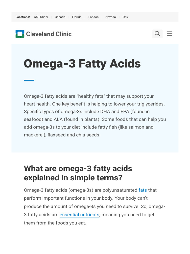 Omega-3 Fatty Acids & The Important Role They Play | PDF | Nutrients ...