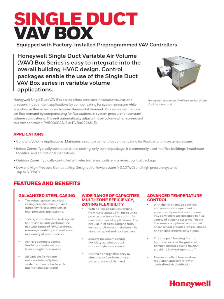 Honeywell Single Duct VAV Box Overview | PDF | Building Engineering ...