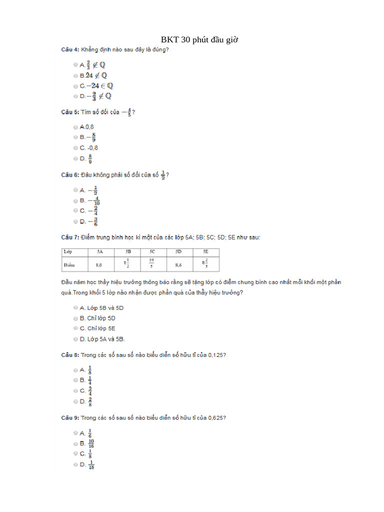 BKT 30 phút đầu giờ | PDF