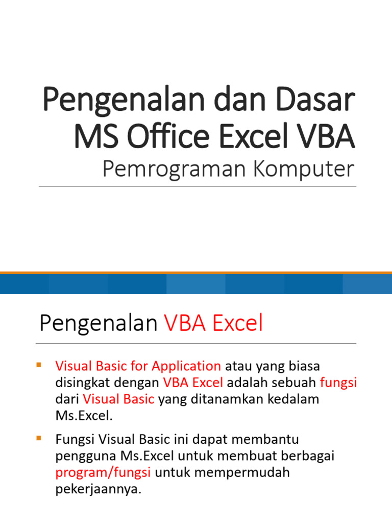 Pengenalan VBA Excel | PDF