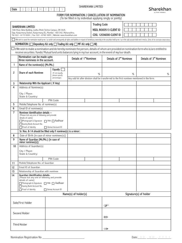 Nomination Page Logo Revised | PDF | Securities (Finance) | Identity Document