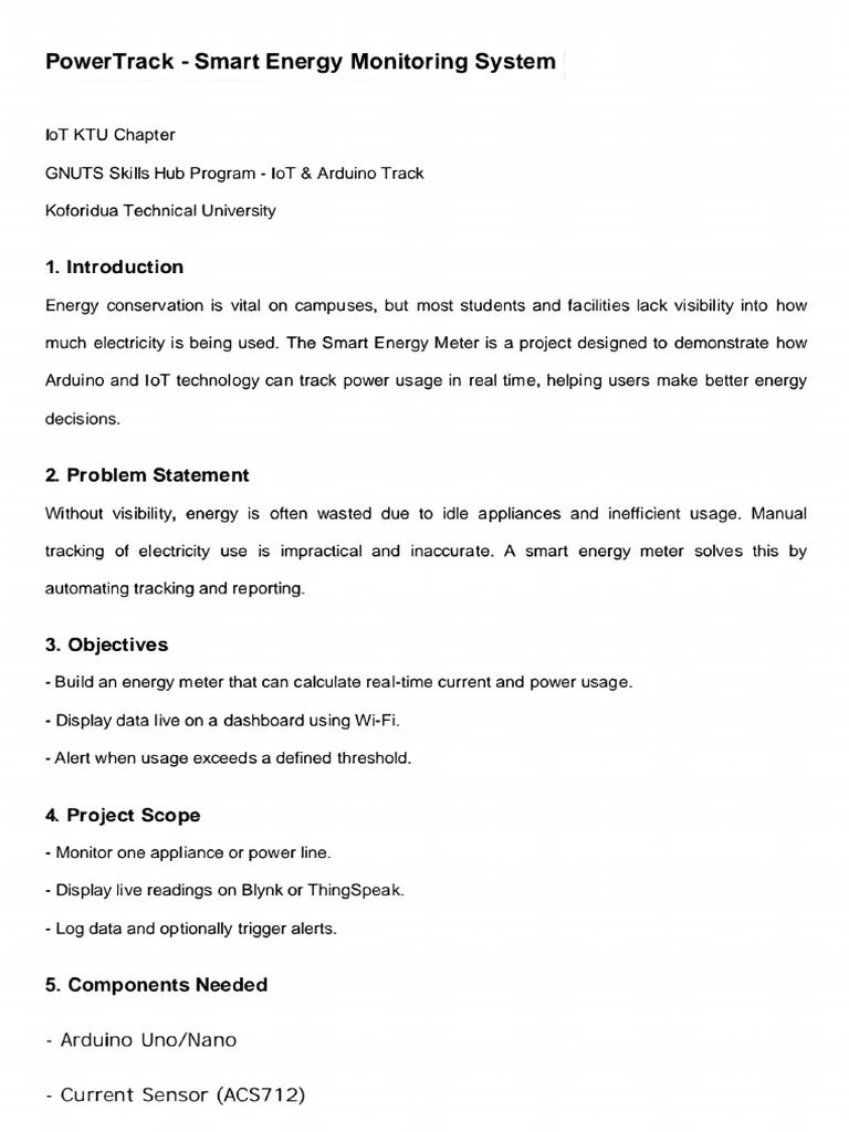 Smart Energy Meter Proposal | PDF | Arduino