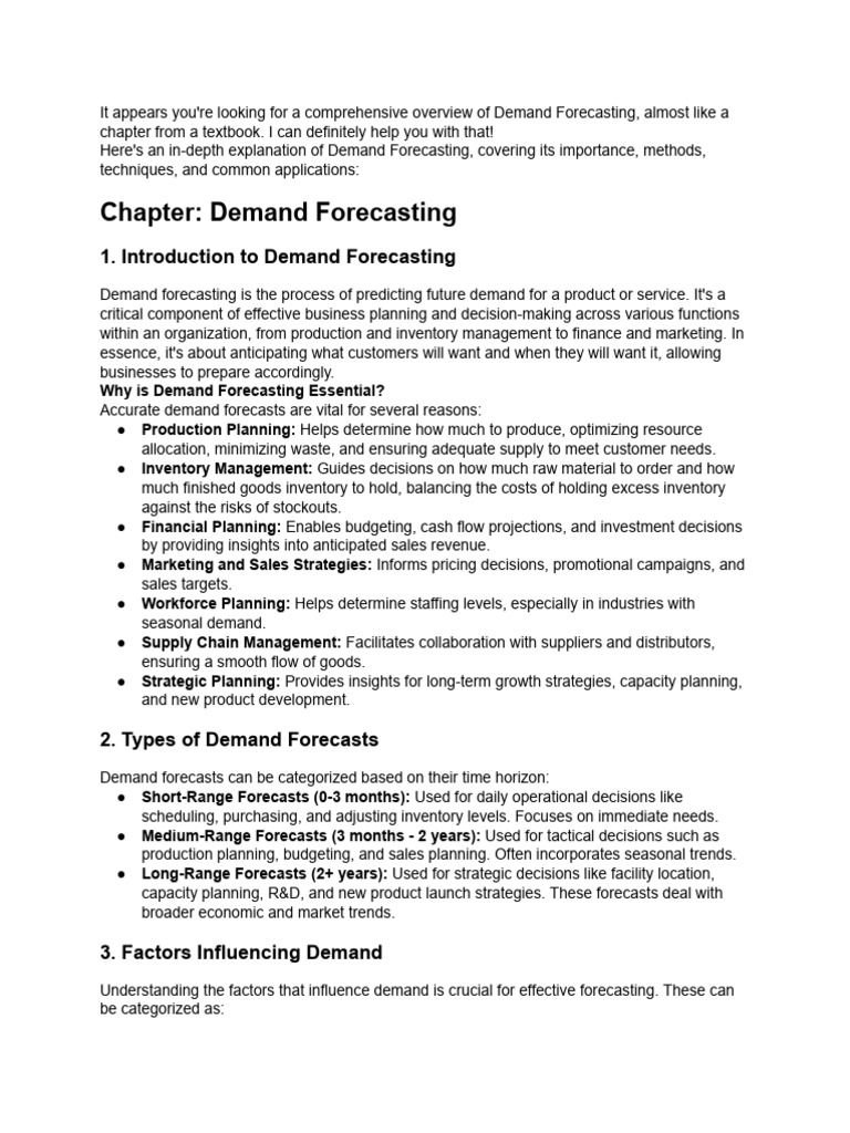 2-Demand Forcasting (In-Short) | PDF | Forecasting | Regression Analysis