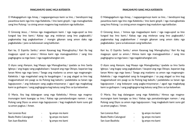 Pangamuyo Sang Mga Katekista | PDF