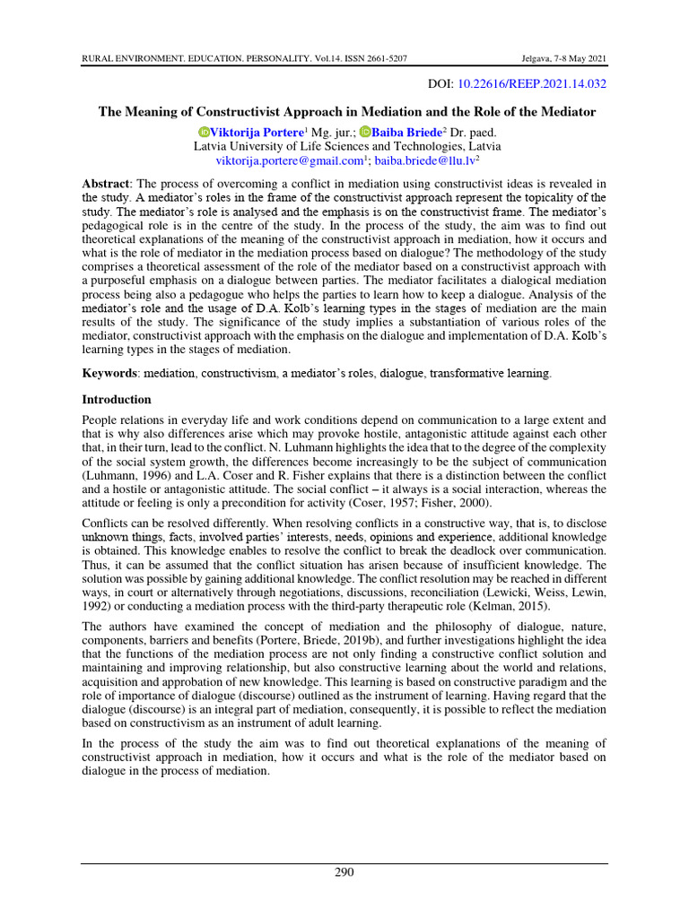 The Meaning of Constructivist Approach I | PDF | Mediation ...