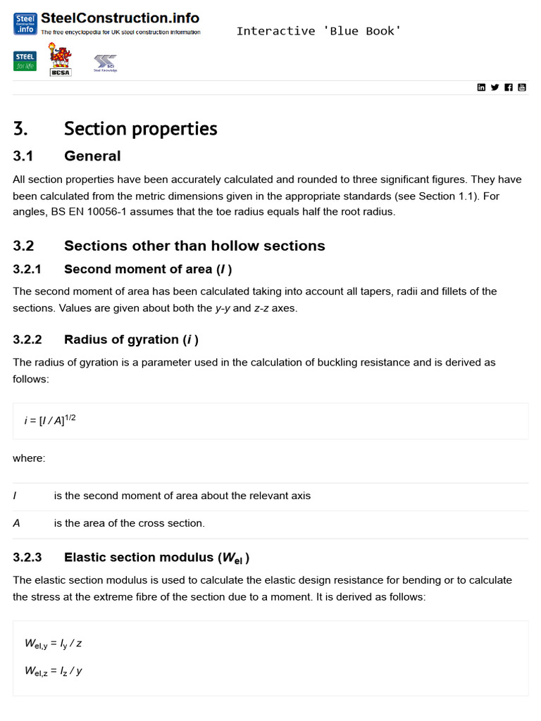 Section Properties - Blue Book - Steel For Life | PDF | Buckling | Young's Modulus