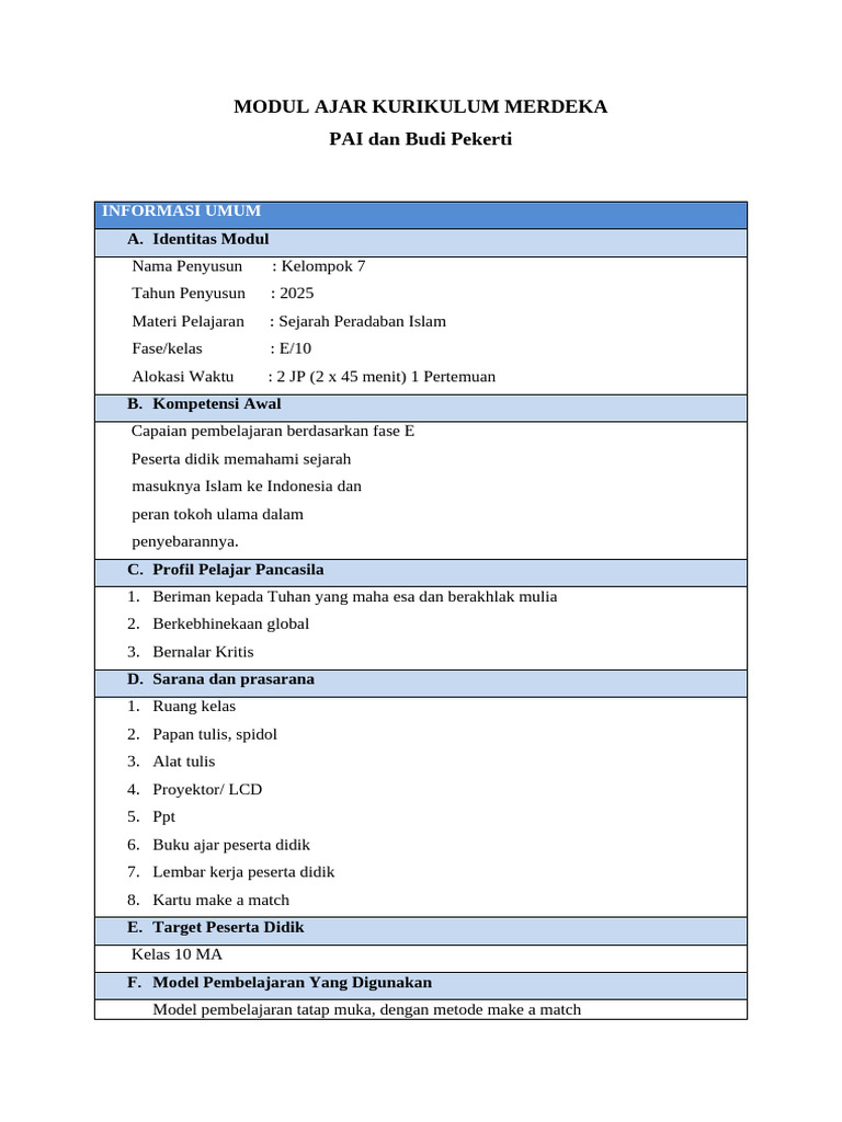 MODUL AJAR Praktik Kel 7 | PDF