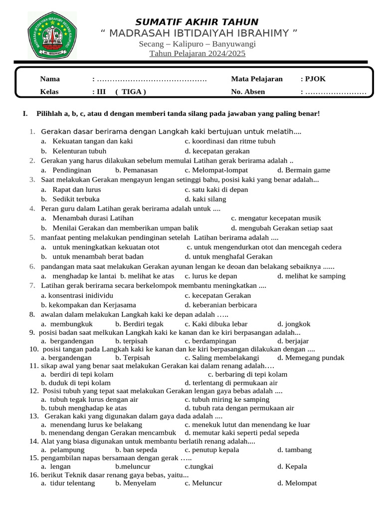 Sas Pjok Kelas 3 | PDF