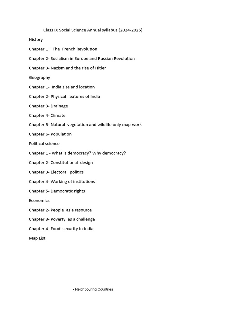 Class IX Annual Syllabus | PDF
