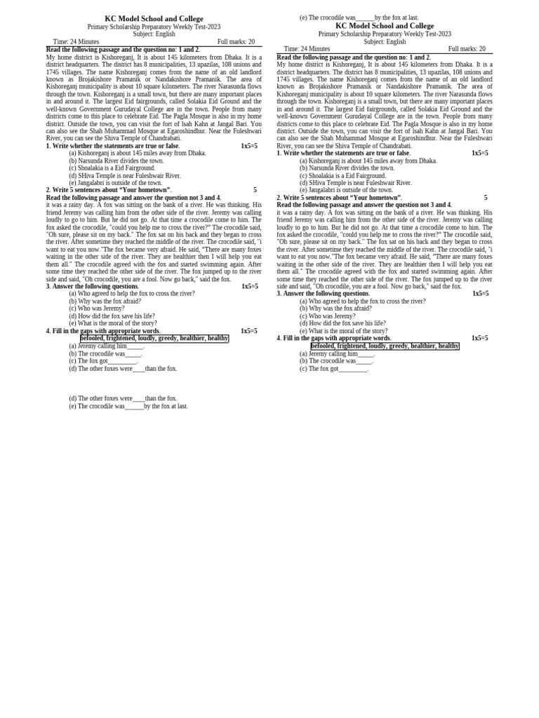 KC Model School and College KC Model School and College | PDF