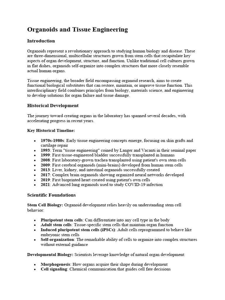 Organoids in Tissue Engineering Advances | PDF | Tissue Engineering ...