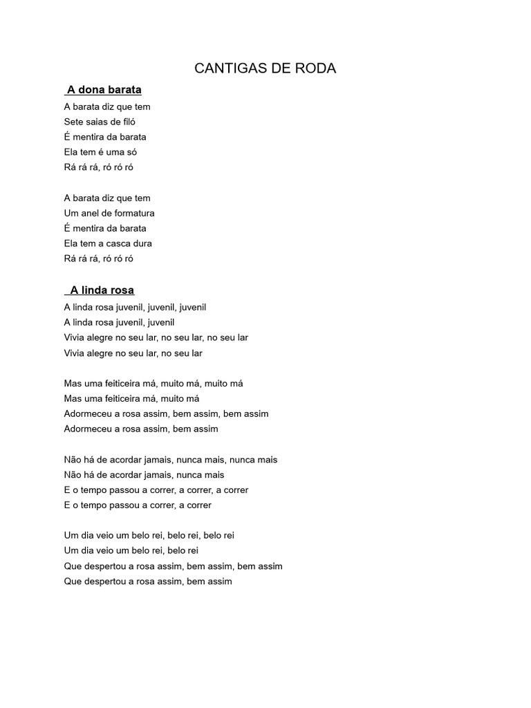 Cantigas de Roda - Documentos Google | PDF
