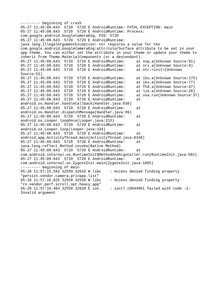 Google Camera Crash Error Log Analysis | PDF