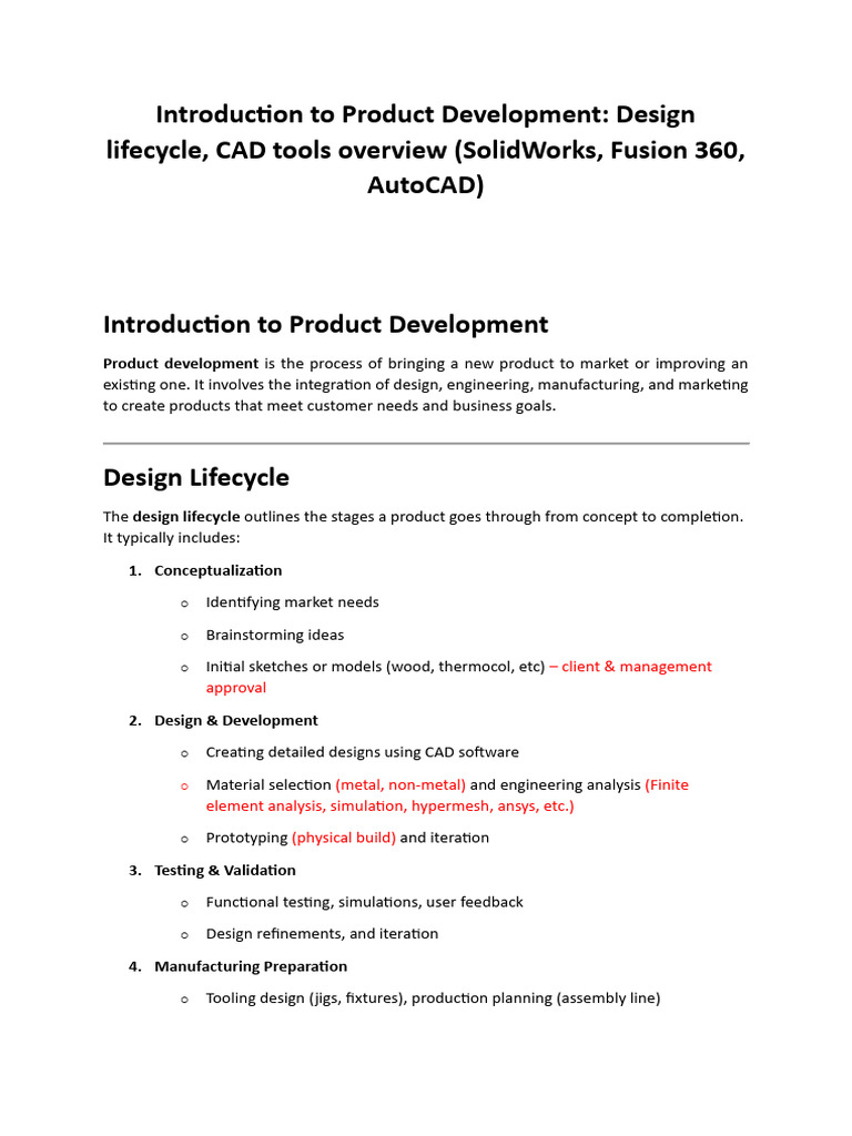 Product Design Development Overview | PDF | Computer Aided Design ...