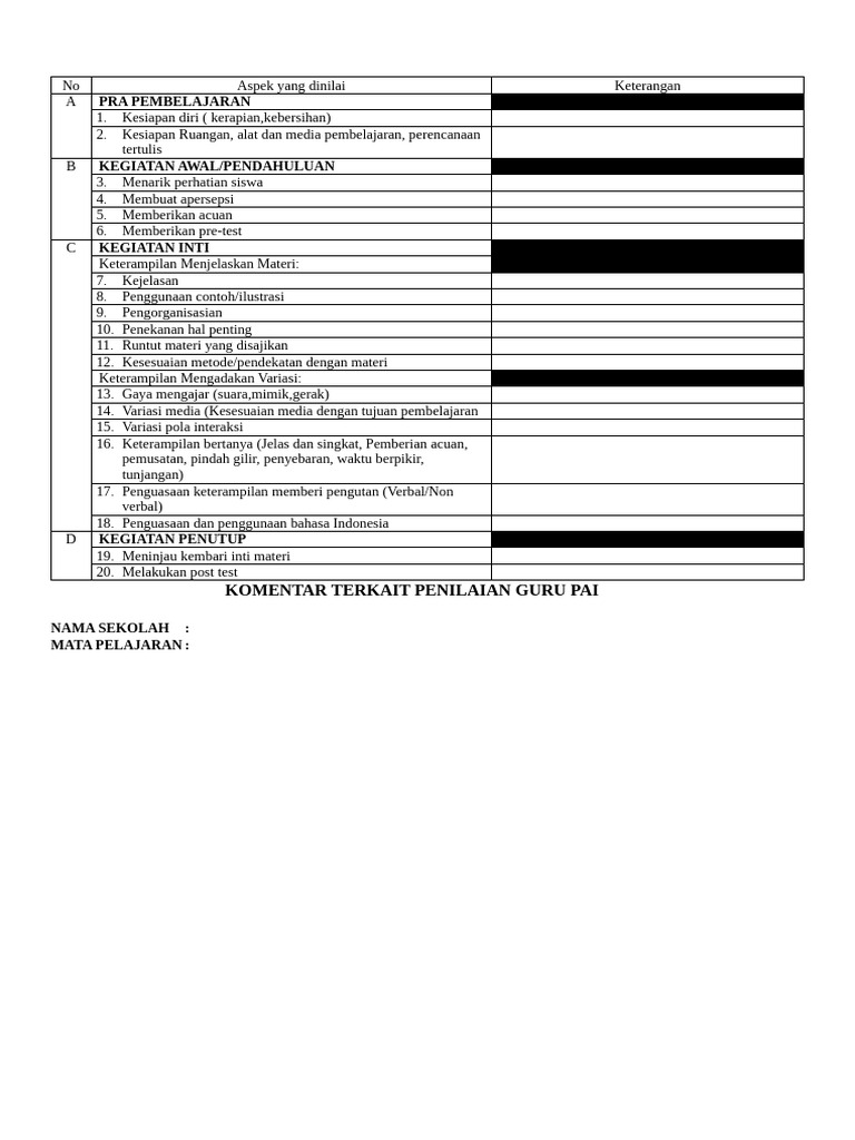 Tabel Komentar | PDF