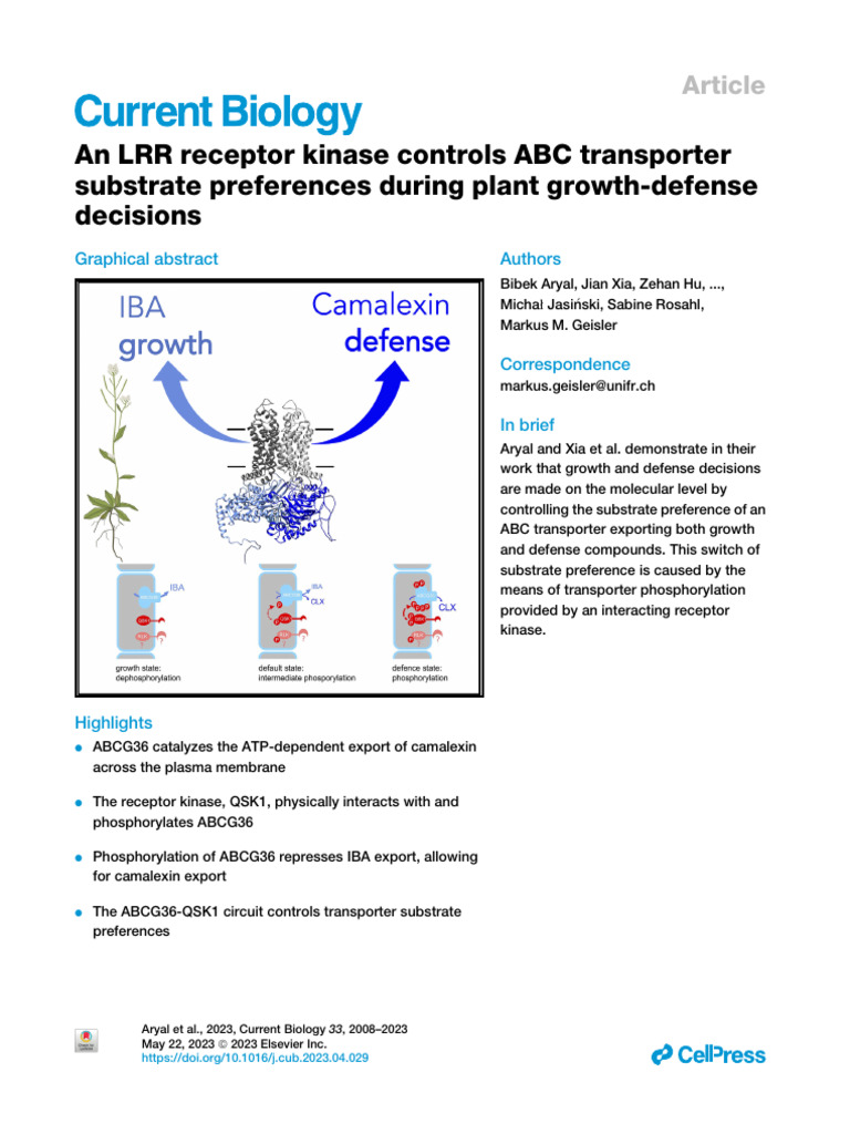 An LRR Receptor Kinase Controls ABC Transporter Substrate Preferences During Plant Growth ...