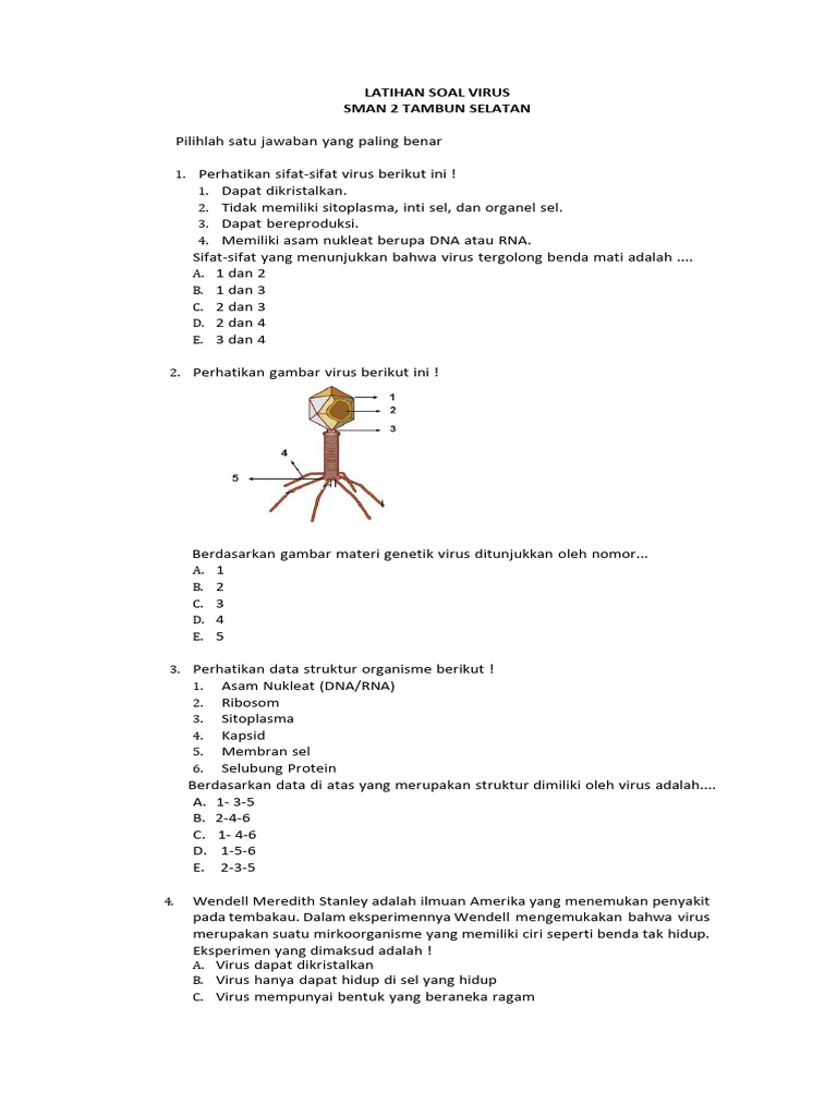 Latihan Soal Sifat dan Replikasi Virus | PDF