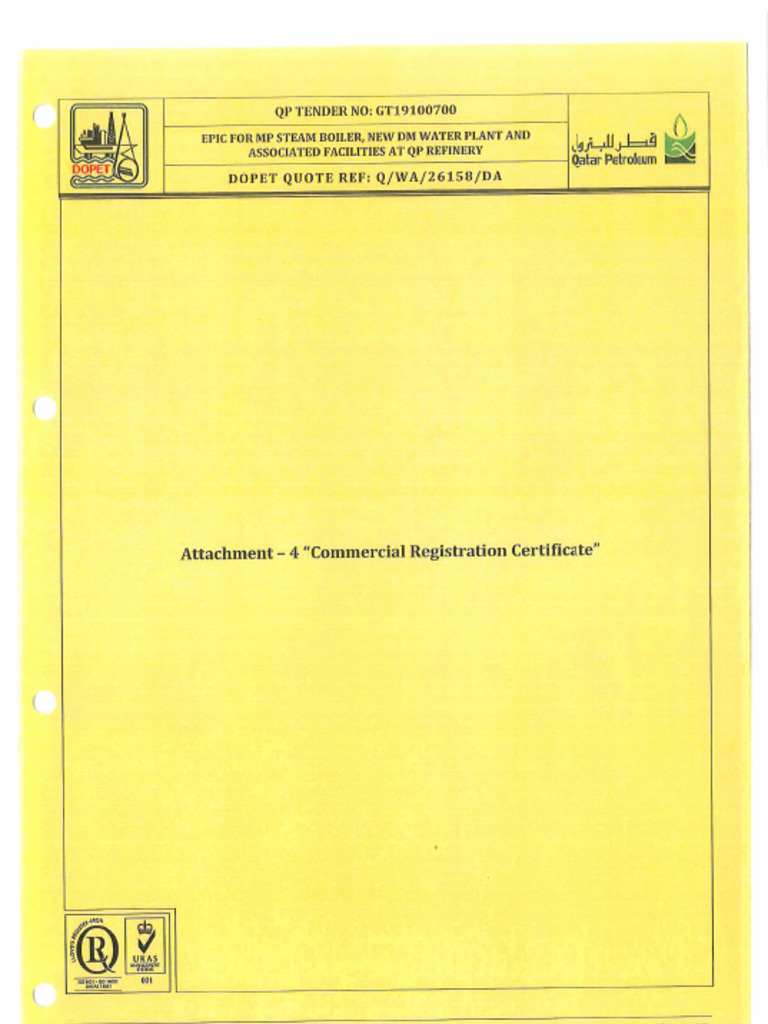 05 A1 Attachment 4 Commercial Registration Certificate | PDF